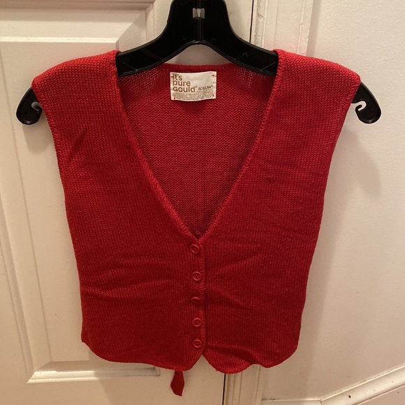 It’s Pure Gold | Other | Vintage Red Knit Vest | Poshmark